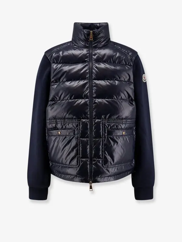 Moncler Padded Jacket With Fabric Details - Blue