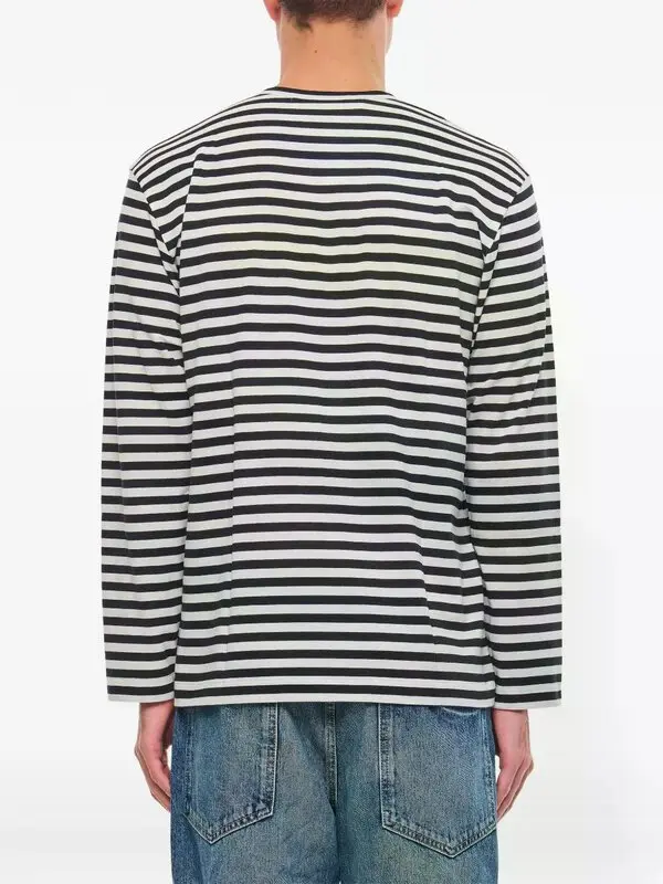 Play Comme Des Garcon Heart-patch Striped T-shirt
