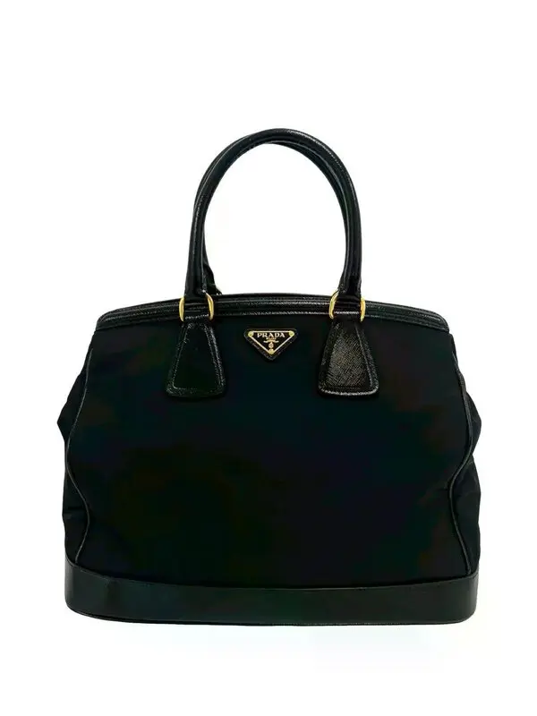 Prada 2013-2026 Saffiano Trimmed Tessuto Handbag - Black