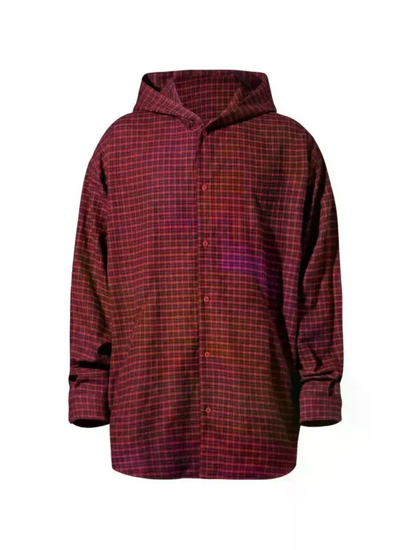 Balenciaga Check-pattern Oversized Hooded Shirt