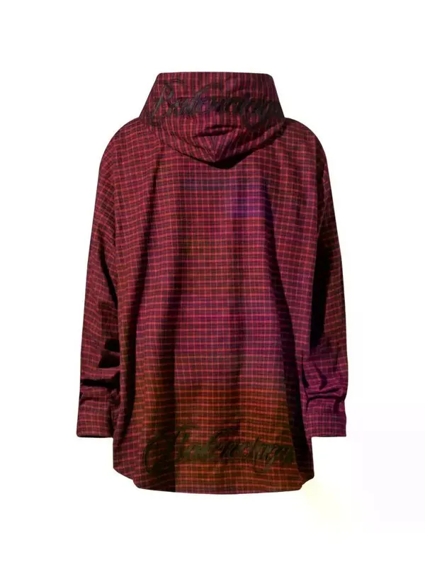 Balenciaga Check-pattern Oversized Hooded Shirt