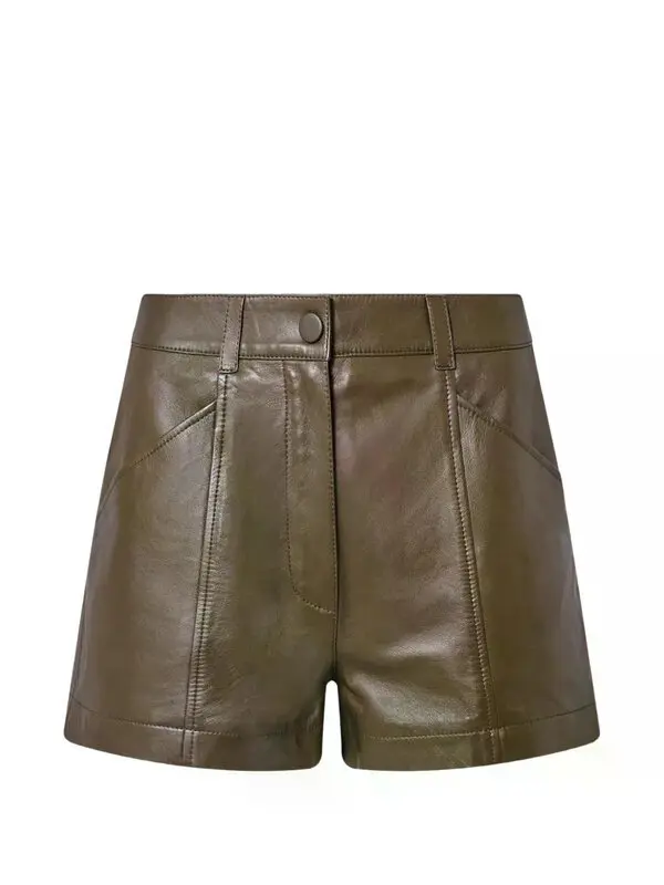 YVES SALOMON Buttoned Leather Mini Shorts - Brown