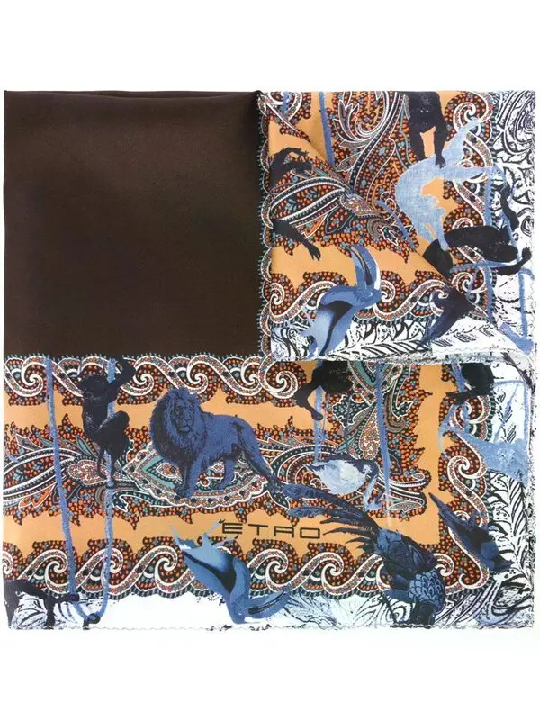 Etro Printed Border Pocket Square