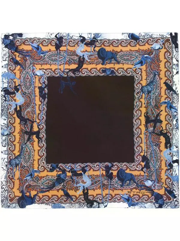 Etro Printed Border Pocket Square