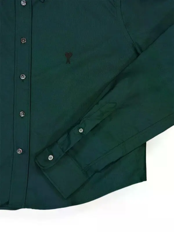 AMI Paris Embroidered Cotton Cropped Shirt