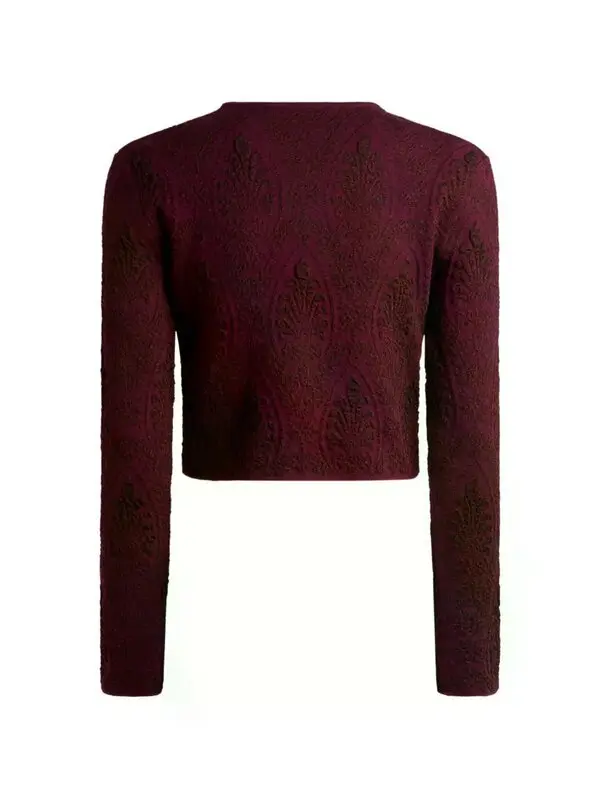 Etro Cropped Jacquard Cardigan With Medallion Motif - Red