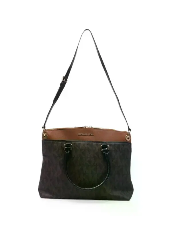 Michael Kors 2022 Large Aubrey Signature Satchel Bag - Brown