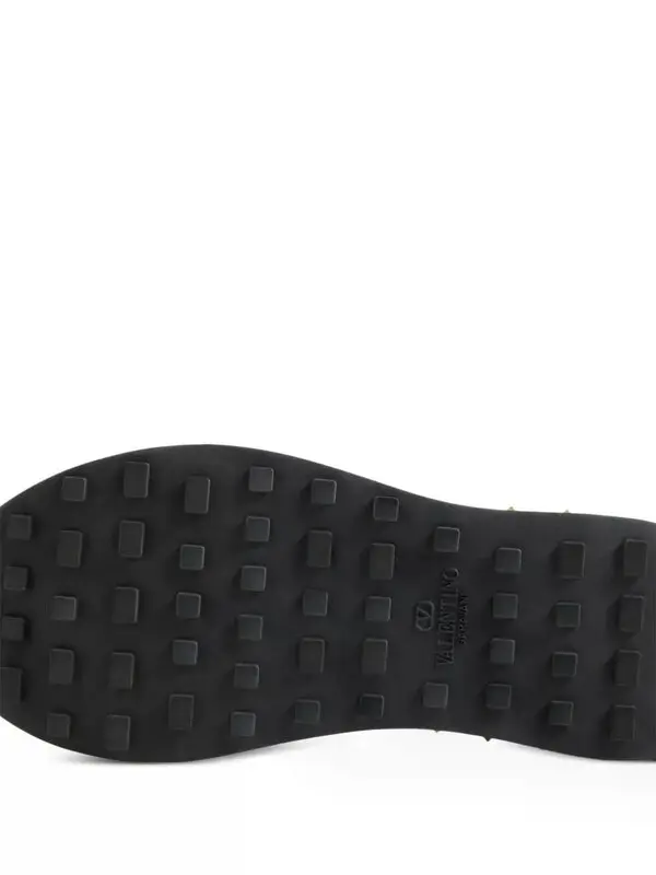 Valentino Garavani Stud Up Sneakers In Split Leather And Nylon With Butterfly Embroidery
