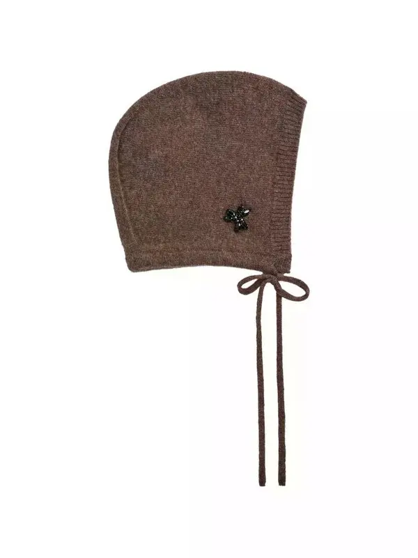 Simone Rocha Embellished Cashmere Beanie - Brown