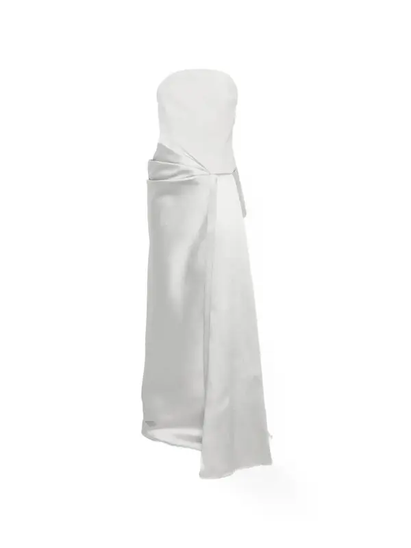 Solace London Seri Strapless Draped Maxi Dress - Silver