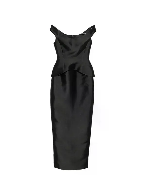 Solace London Pieta Off-shoulder Peplum-waist Maxi Dress - Black