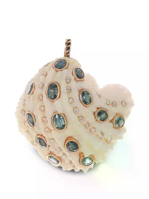 DEZSO Kyanite Diamond Shell Pendant - Pink