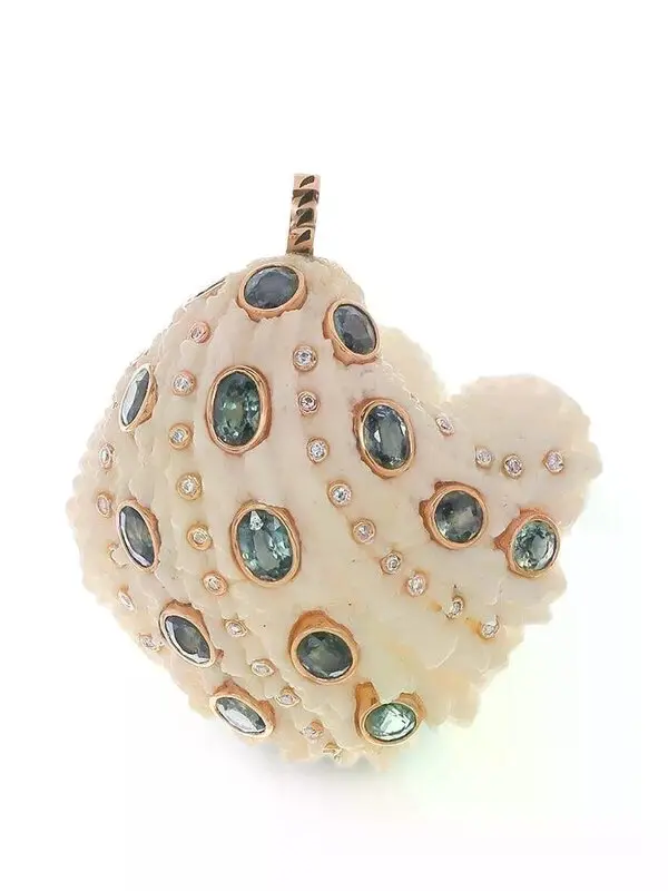 DEZSO Kyanite Diamond Shell Pendant - Pink