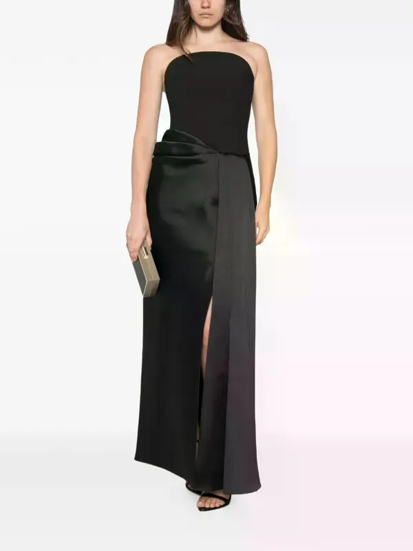 Solace London Strapless Draped Maxi Dress - Black