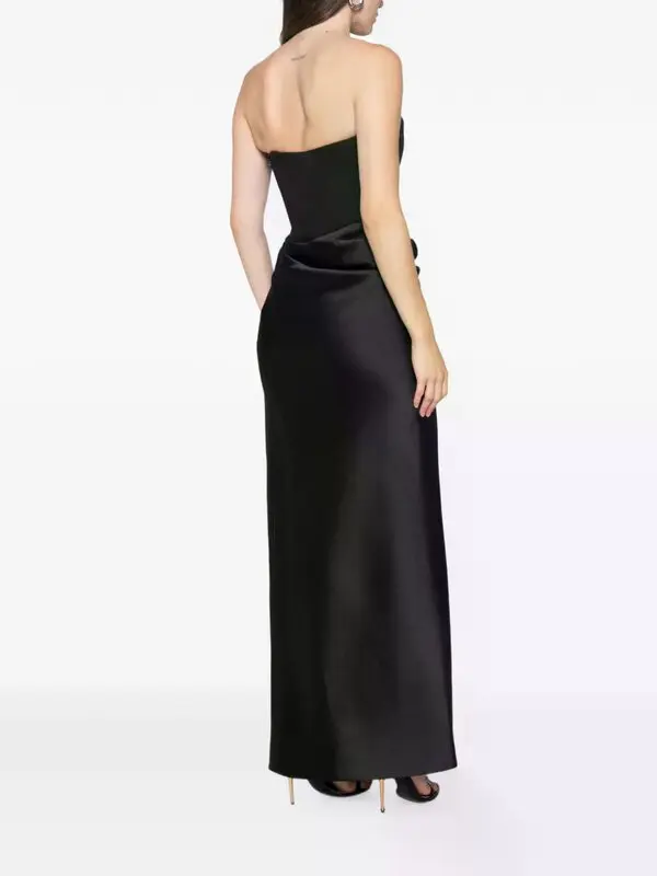 Solace London Strapless Draped Maxi Dress - Black