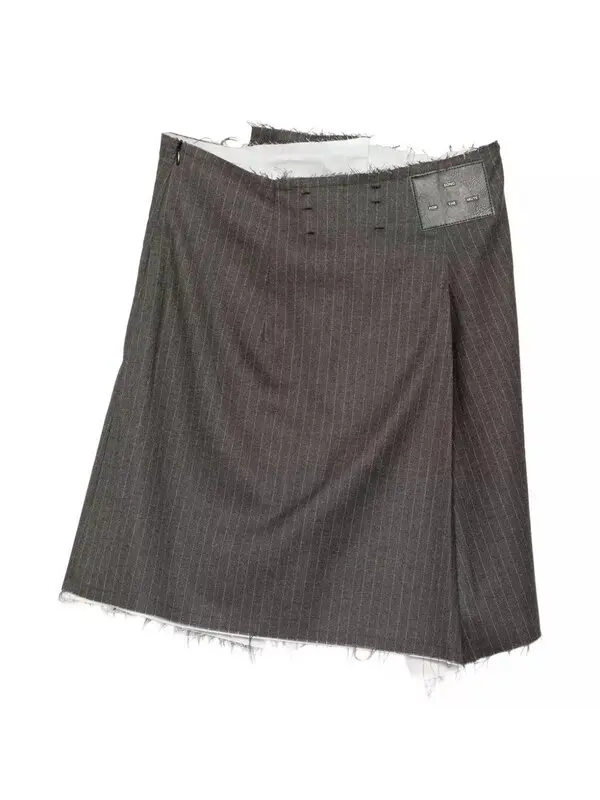 SONG FOR THE MUTE Pinstripe Raw-cut Skirt