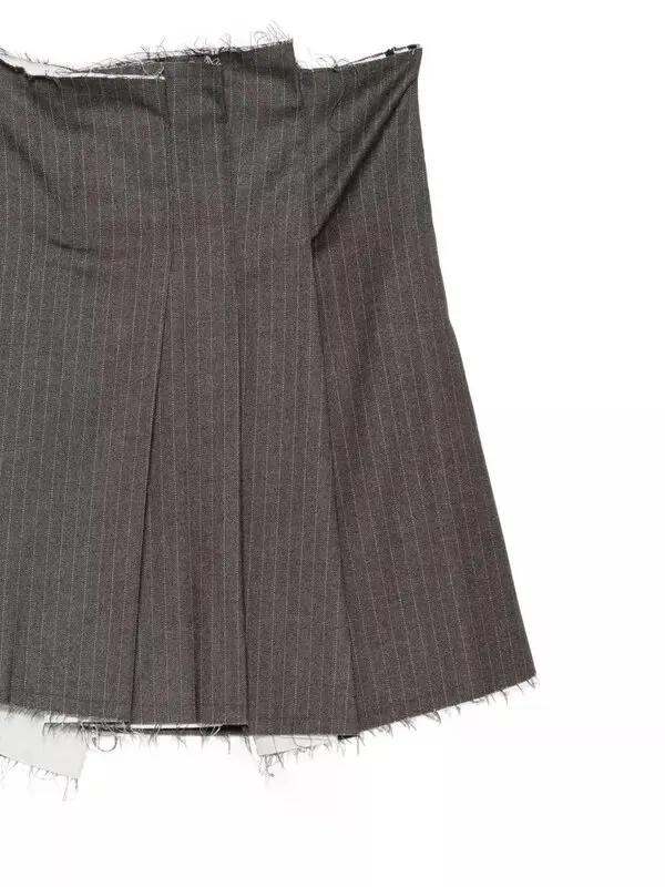 SONG FOR THE MUTE Pinstripe Raw-cut Skirt