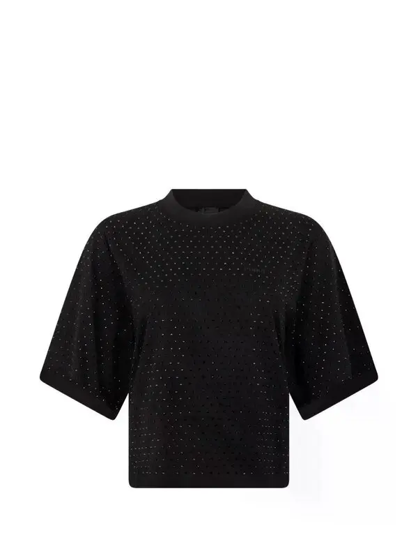 Pinko T-shirt With Rhinestones And Logo - Black