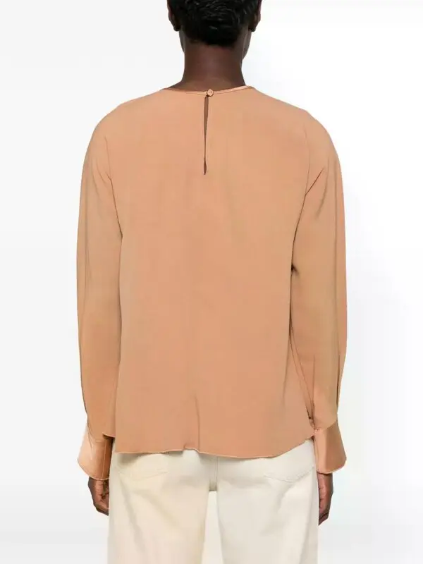 FORTE_FORTE Satin-cuff Long-sleeve Blouse