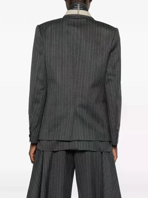 Sacai Pinstripe-pattern Peplum-hem Blazer