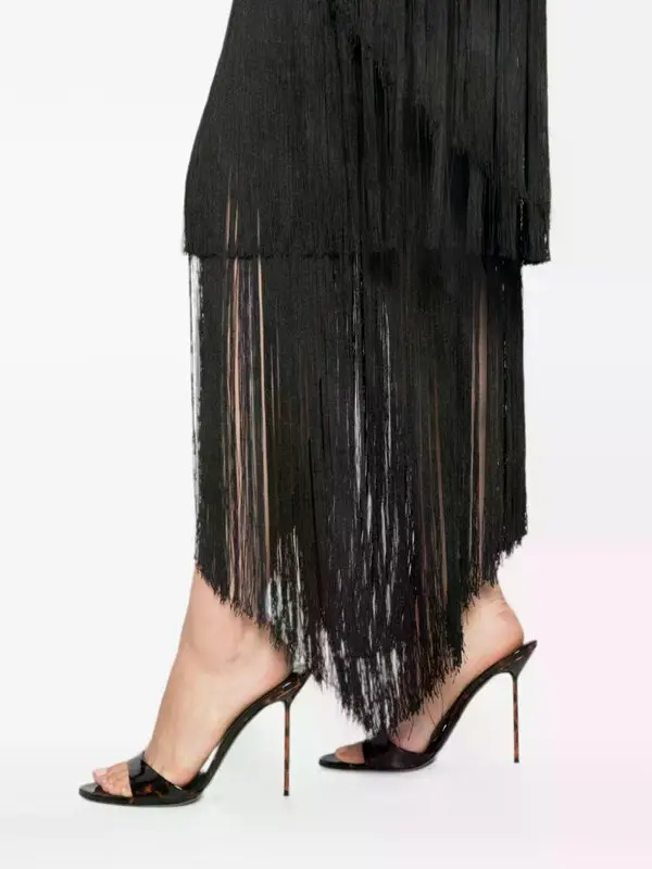 ALESSANDRO LEGORA Halterneck Midi Dress With Fringe Trim