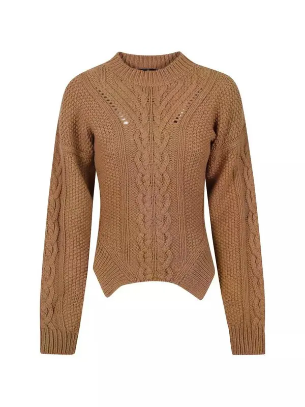 DONDUP Cable-knit Pointelle-trim Sweater - Brown