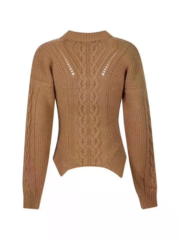 DONDUP Cable-knit Pointelle-trim Sweater