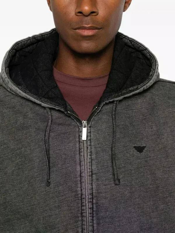 Emporio Armani Faded-effect Logo-patch Hoodie