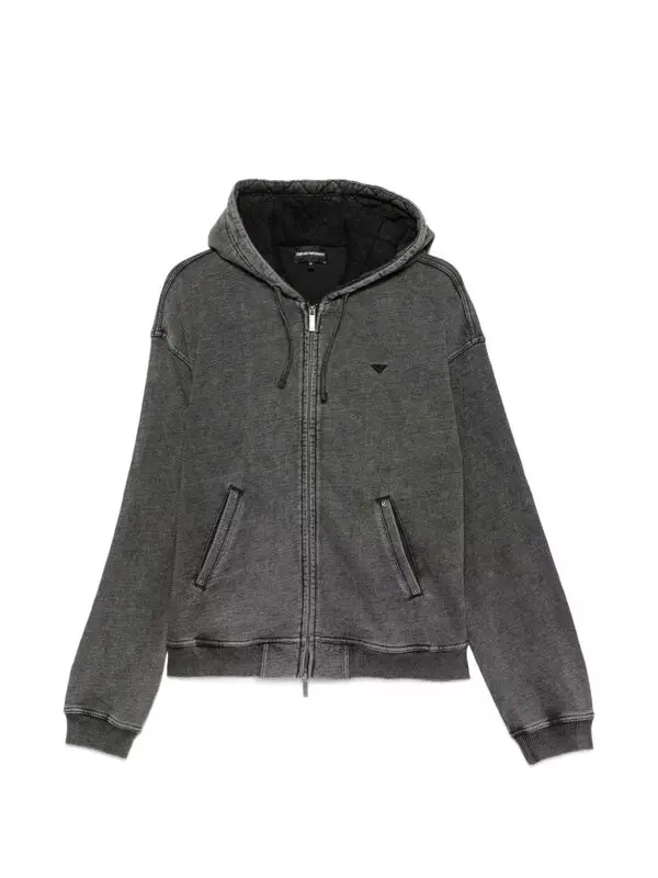 Emporio Armani Faded-effect Logo-patch Hoodie