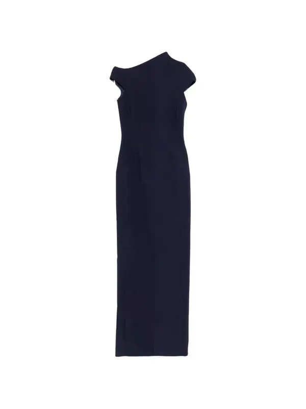 Solace London Arion Asymmetric-neck Cap-sleeve Maxi Dress - Blue