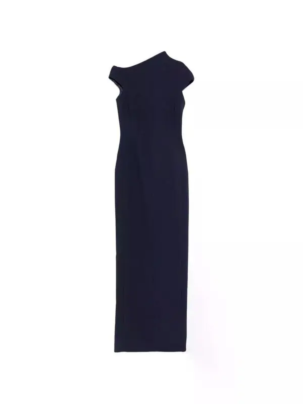 Solace London Arion Asymmetric-neck Cap-sleeve Maxi Dress - Blue