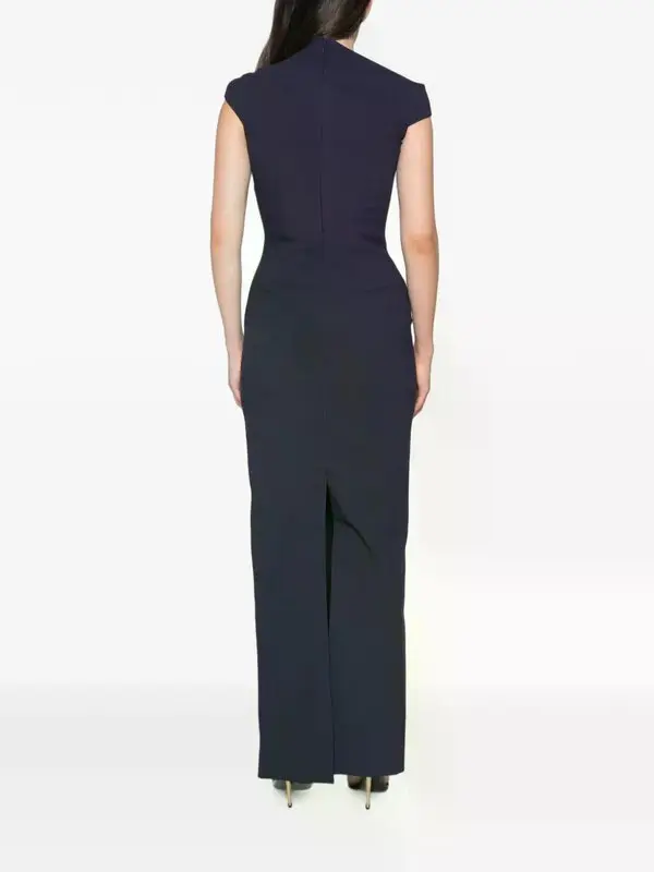 Solace London Arion Asymmetric Neck Cap Sleeve Maxi Dress - Blue
