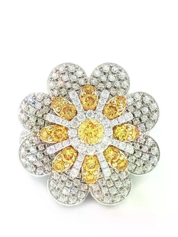 HYT JEWELRY Flower-shape Diamond Ring - Silver