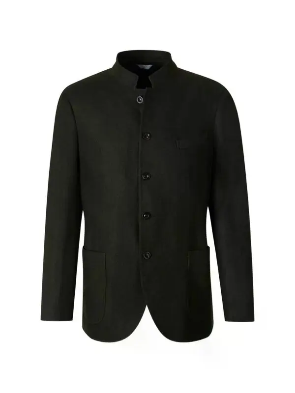 Boglioli Herringbone-pattern Mandarin-collar Blazer