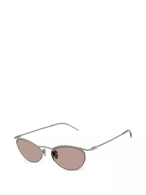 Giorgio Armani Oval Braided-effect Sunglasses - Silver