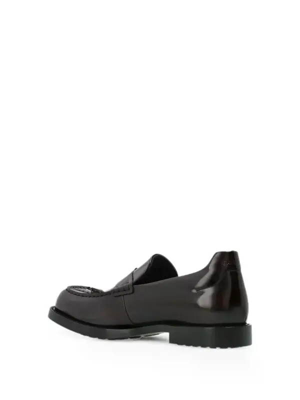 Balenciaga Square Toe Loafers With Metallic B Logo - Brown