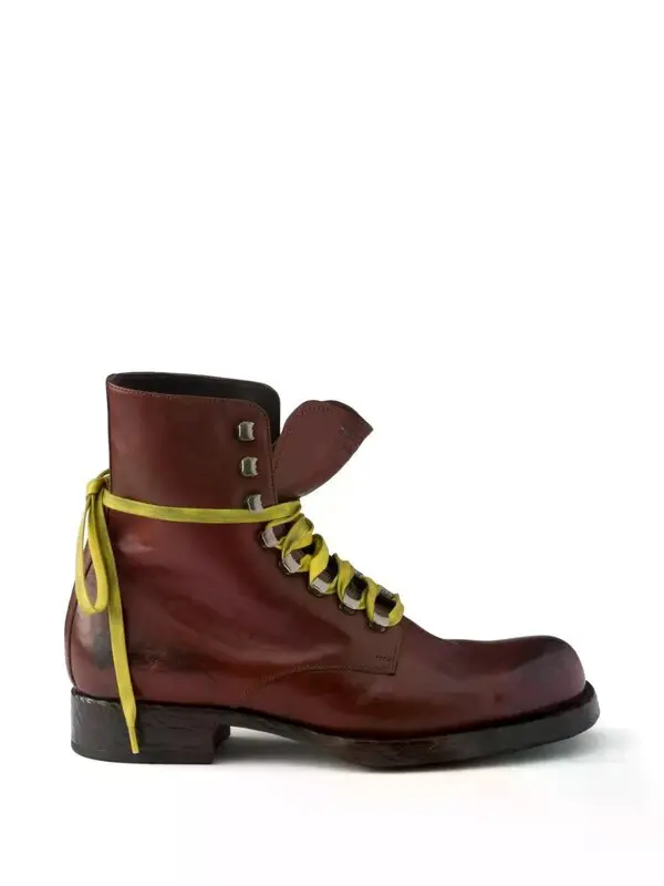 Prada Leather Laced Biker Boots