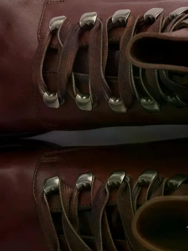 Prada Leather Laced Biker Boots