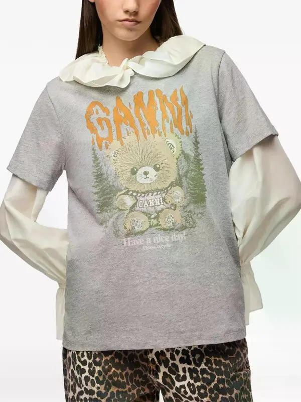 GANNI T-shirt With Forest Teddy