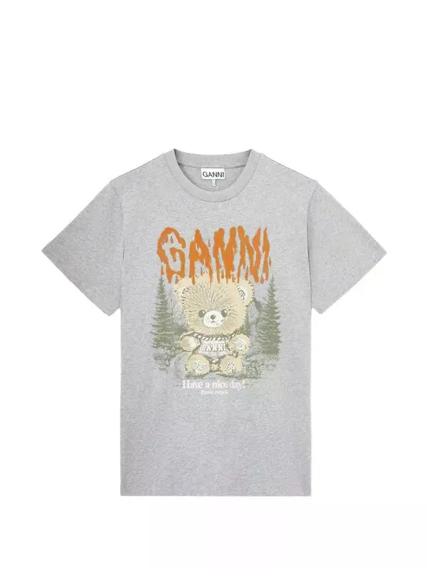 GANNI Forest Teddy Graphic T-shirt - Grey