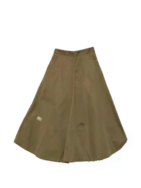 SONG FOR THE MUTE A-line Midi Skirt With Frayed Edge - Brown