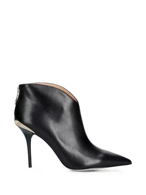 Moschino Logo-plaque Pointed-toe Ankle Boots - Black