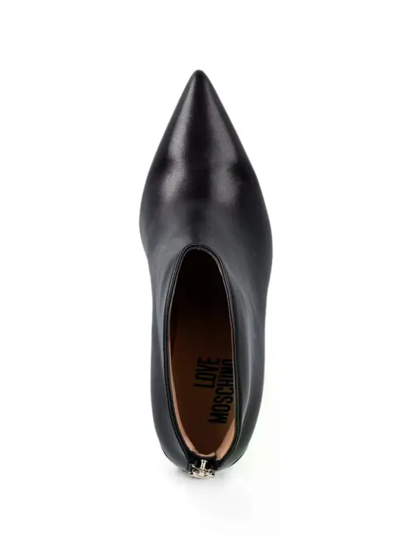 Moschino Logo-plaque Pointed-toe Ankle Boots