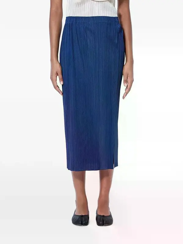 Issey Miyake Midi Monthly Colors Pleated Side-slit Skirt - Blue