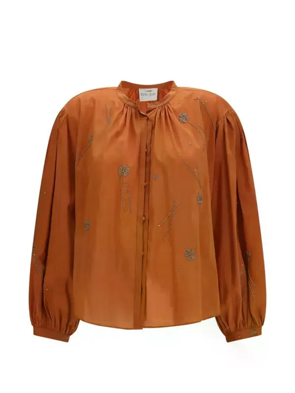 FORTE_FORTE Bead-embroidered Voile Shirt - Orange