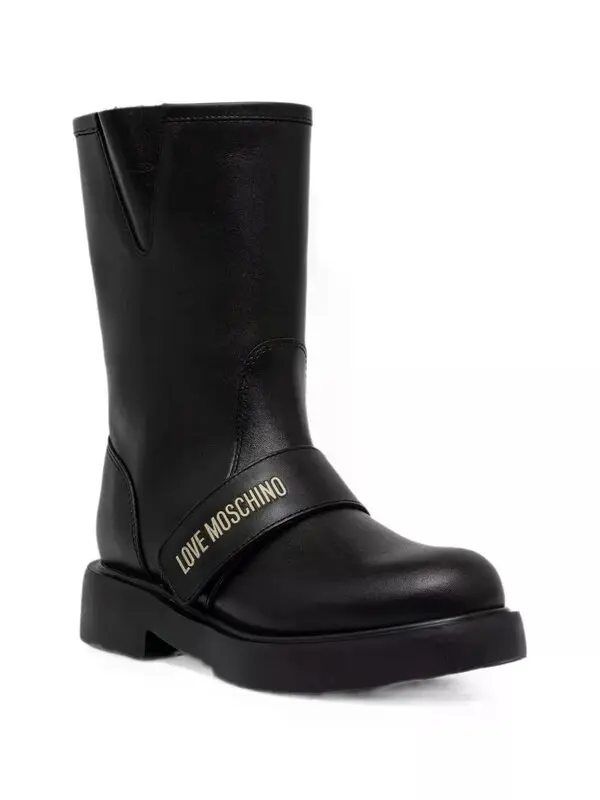 Moschino Logo-strap Leather Boots