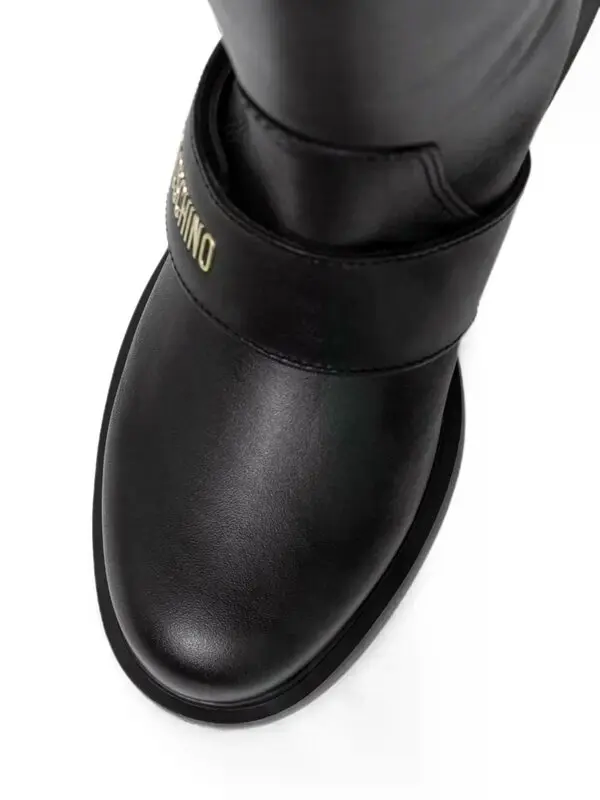 Moschino Logo-strap Leather Boots