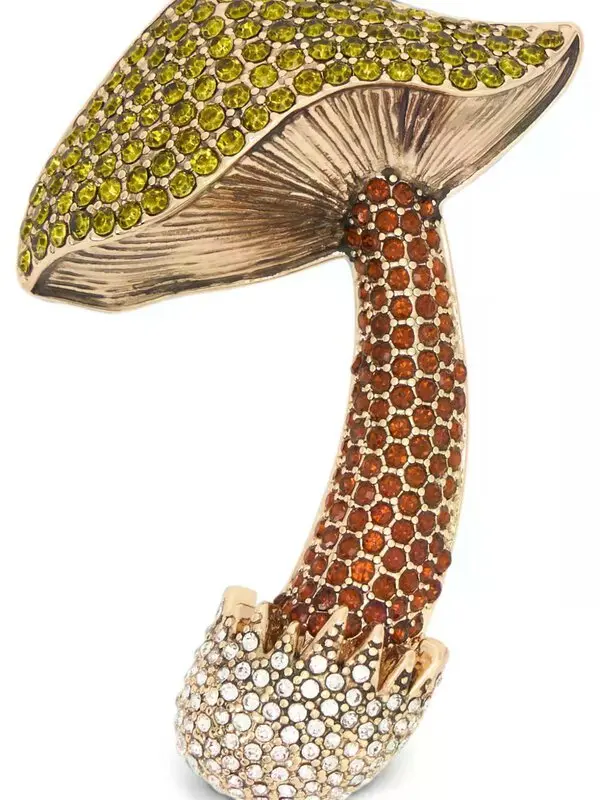 Max Mara Metal Brooch With Rhinestones Olive Green
