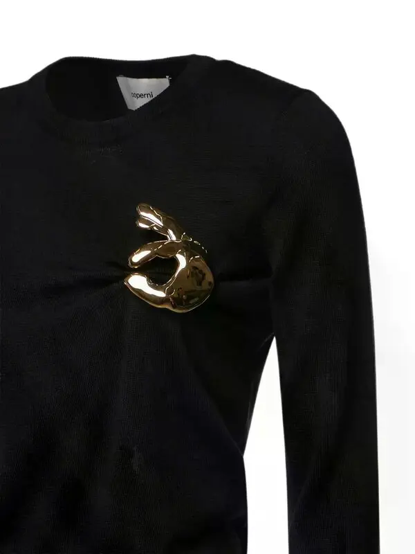 Coperni Hand Brooch Long-sleeve Sweater