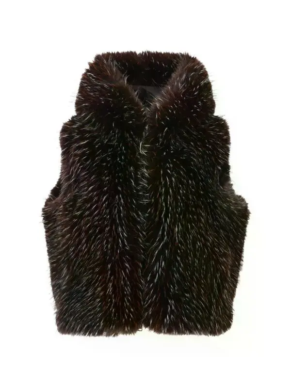 UNCOMMON Faux-fur Hooded Gilet - Brown